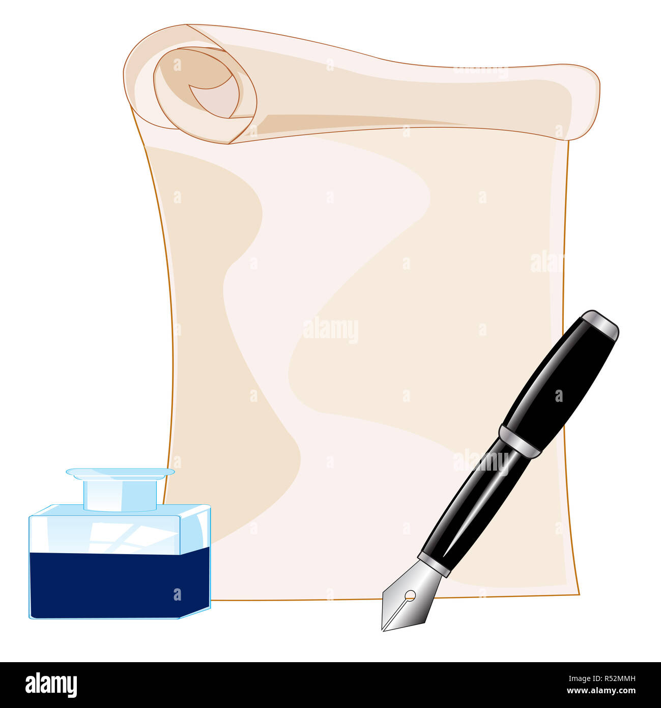 Paper and ink with feather Stock Photo - Alamy