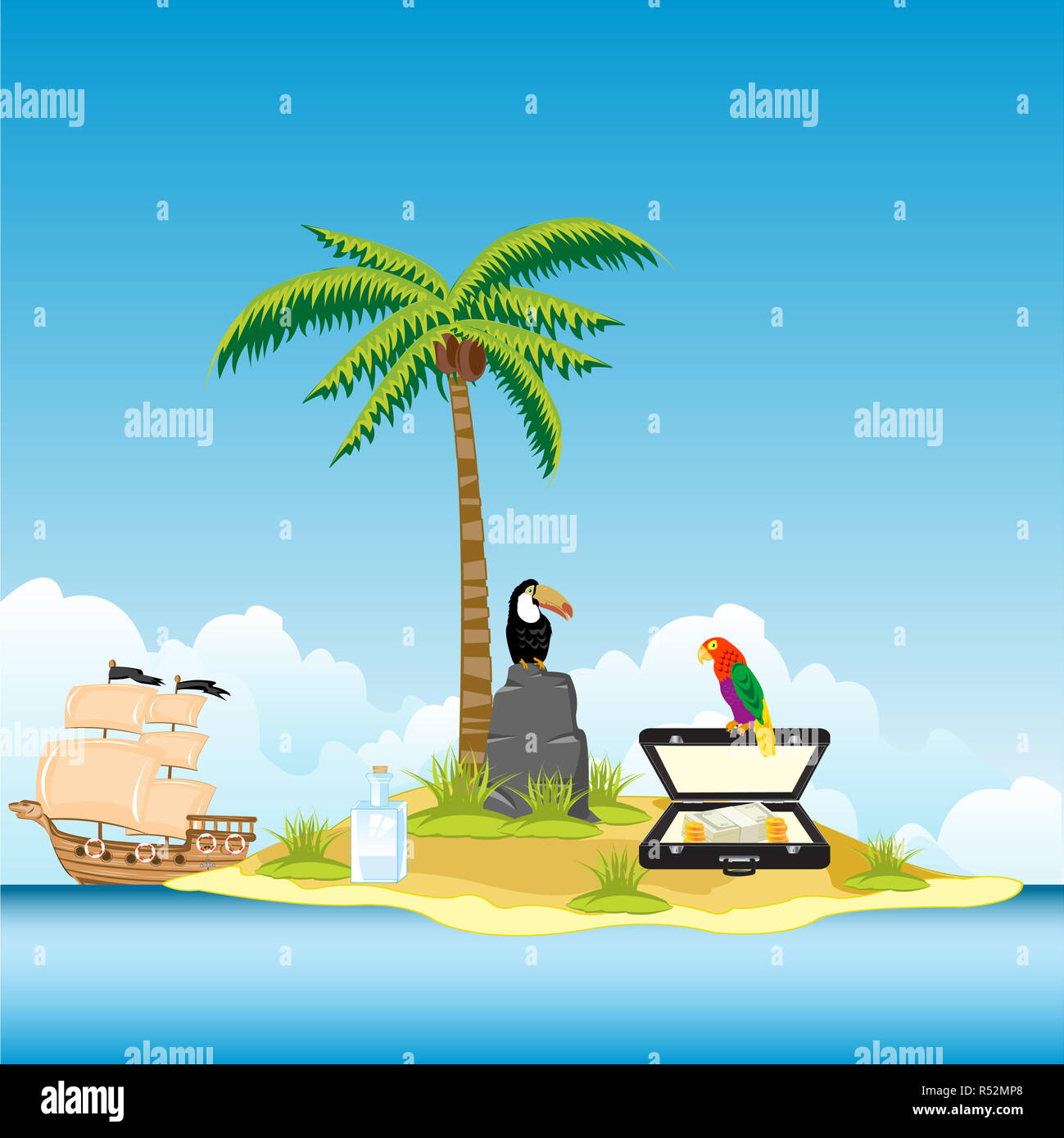 Island in ocean and money Stock Photo - Alamy