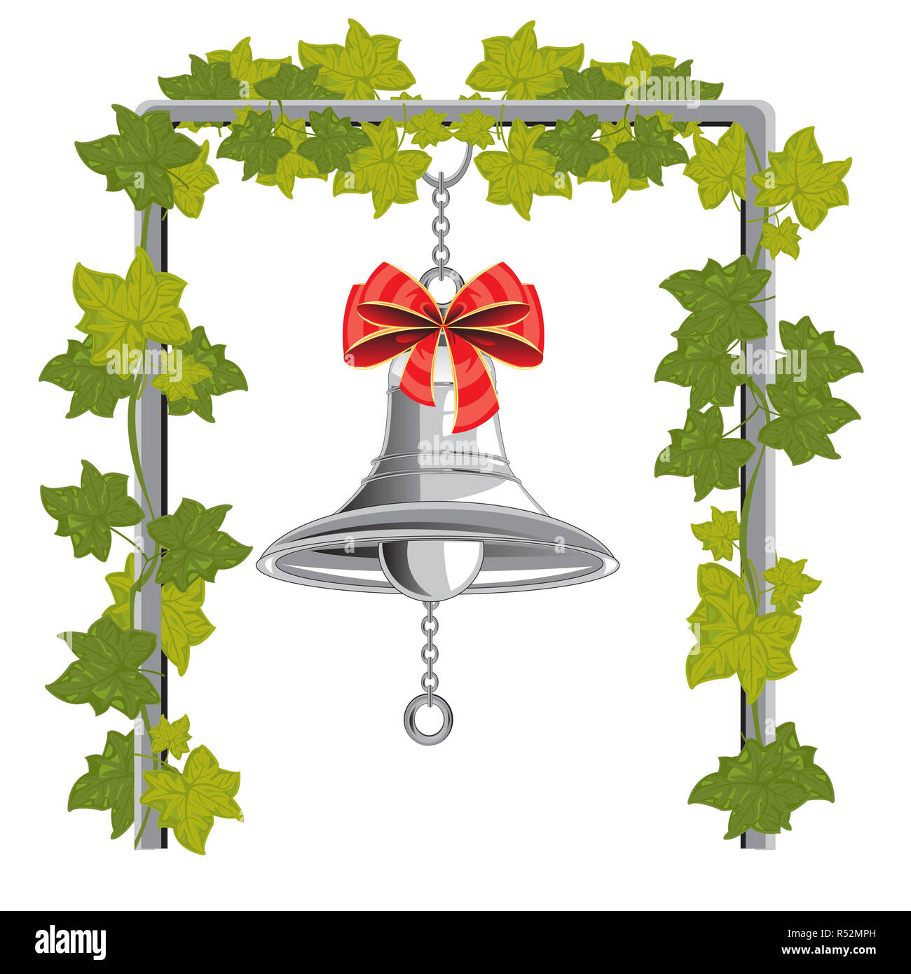 Bell with bow hungs on chain Stock Photo - Alamy