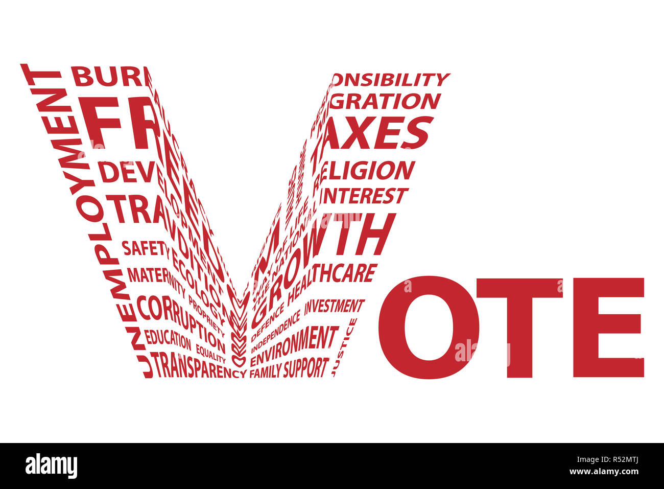 Election themes worldwide red big V text concept Stock Photo - Alamy