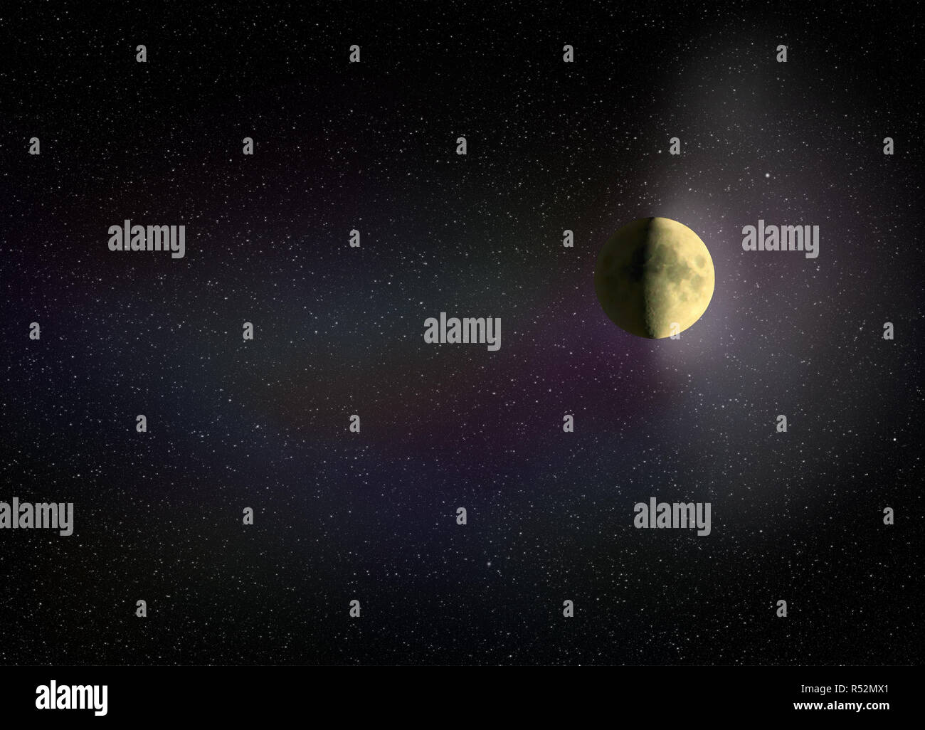 Moon glowing in the dark night sky Stock Photo - Alamy