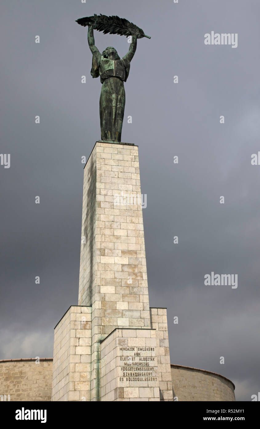 Liberty statue at Gellert hill in Budapest. Hungary Stock Photo - Alamy