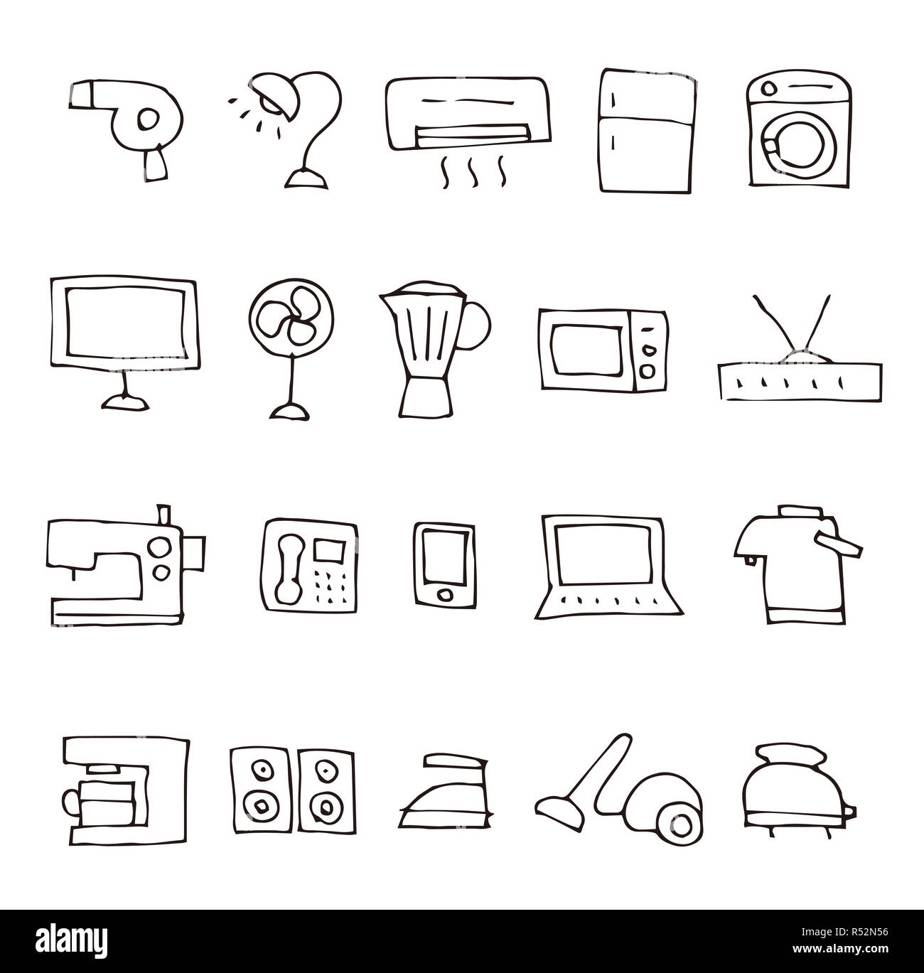 Home electric appliance illustration icon set Stock Photo - Alamy