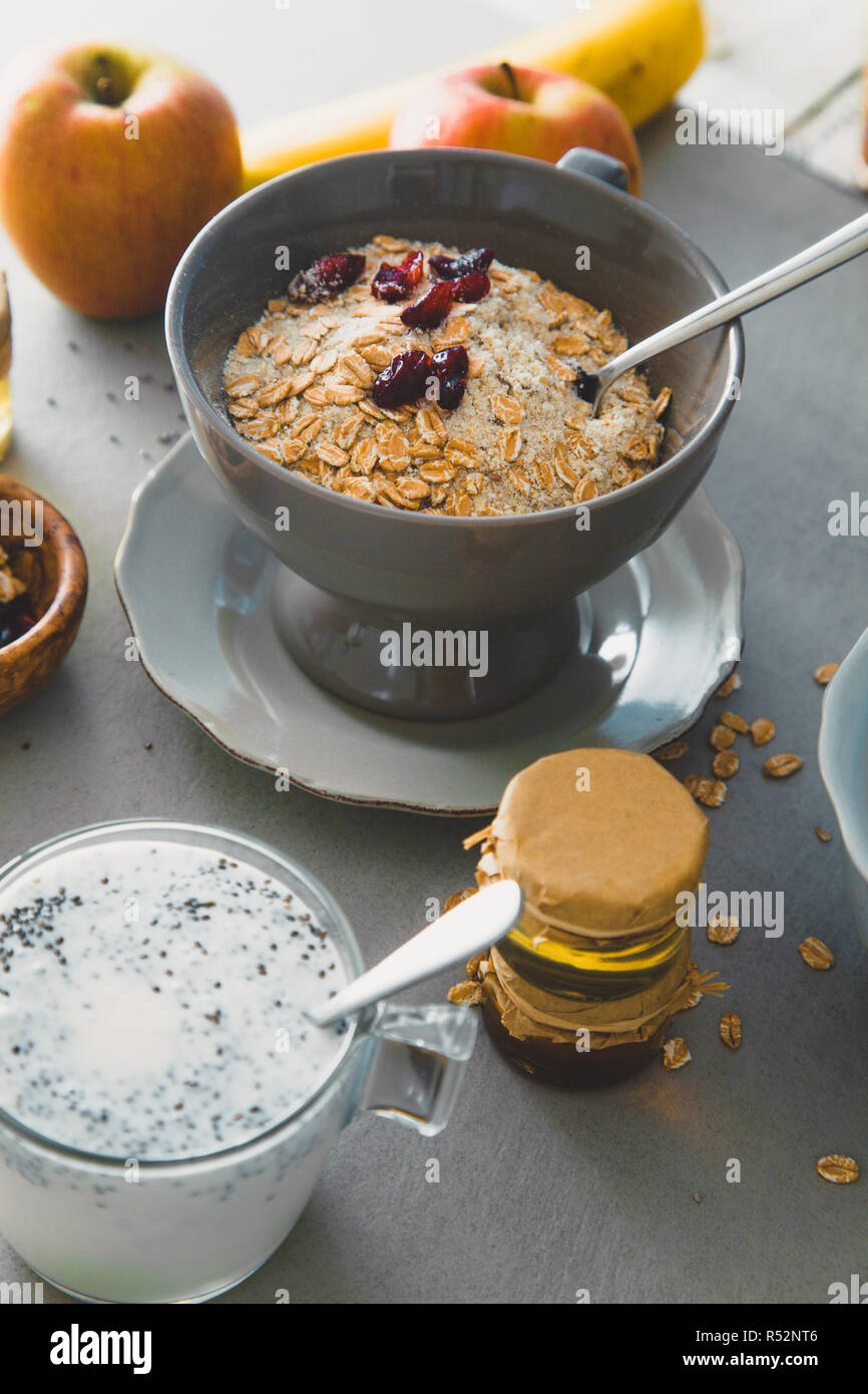 Healthy breakfast variety Stock Photo - Alamy