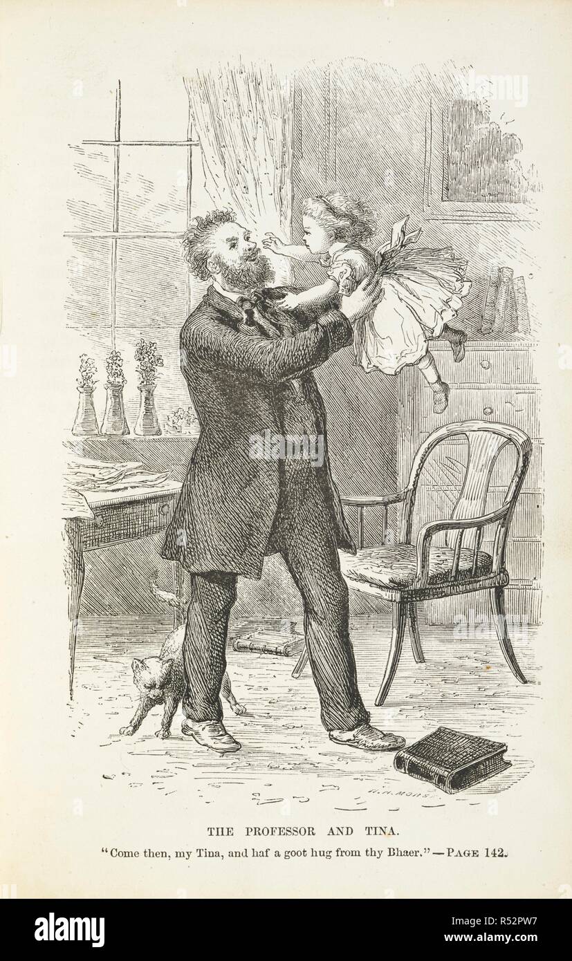 'The professor and Tina'. Professor Bhaer holding a young girl, Tina ...