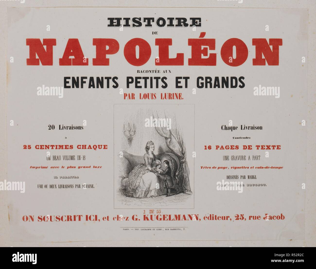 A picture of a miniature Napoleon Bonaparte kneeling in front of a lady ...