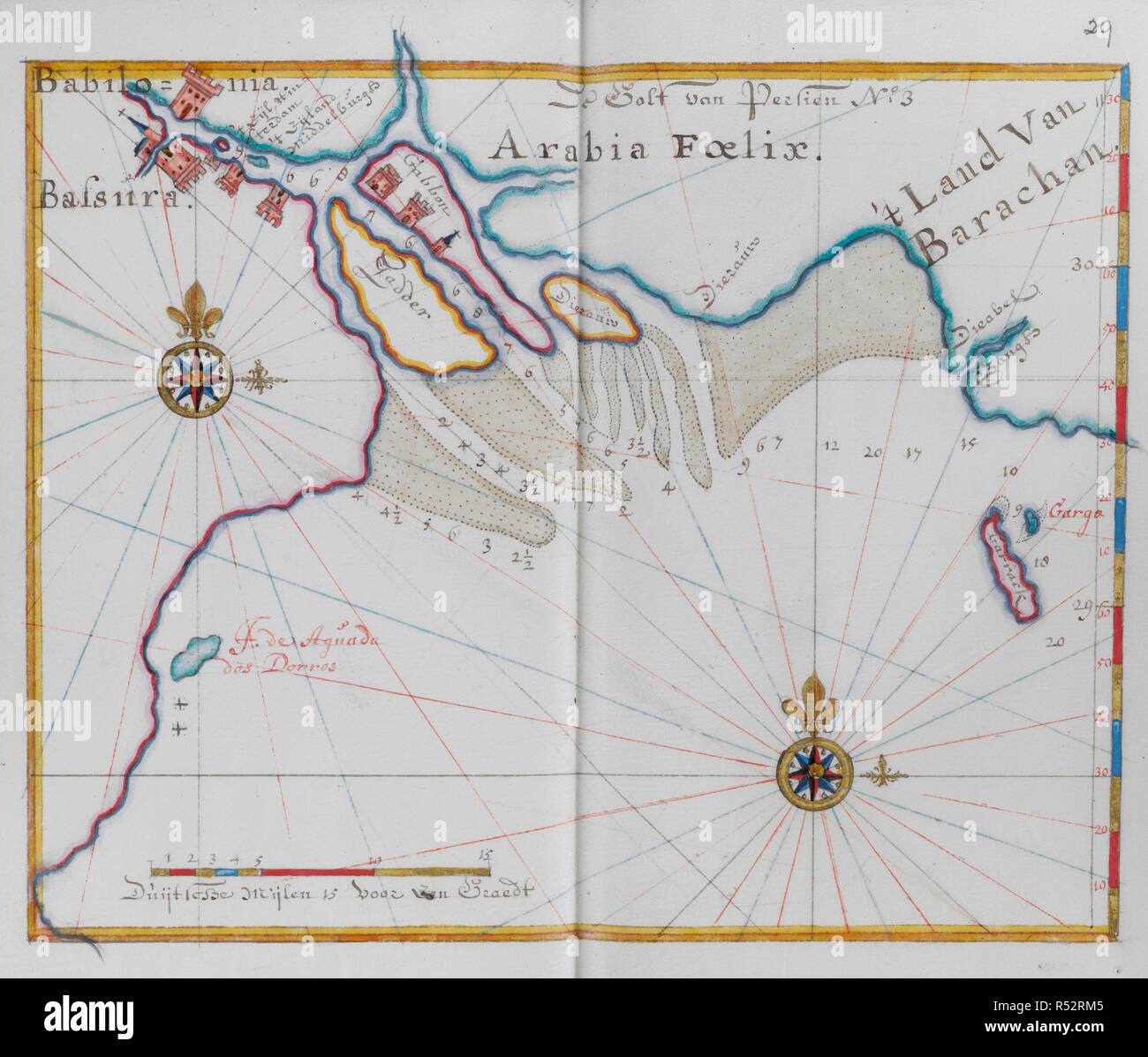 Arabia. Coastal area and gulf. DUTCH PORTOLANO, containing forty-nine ...