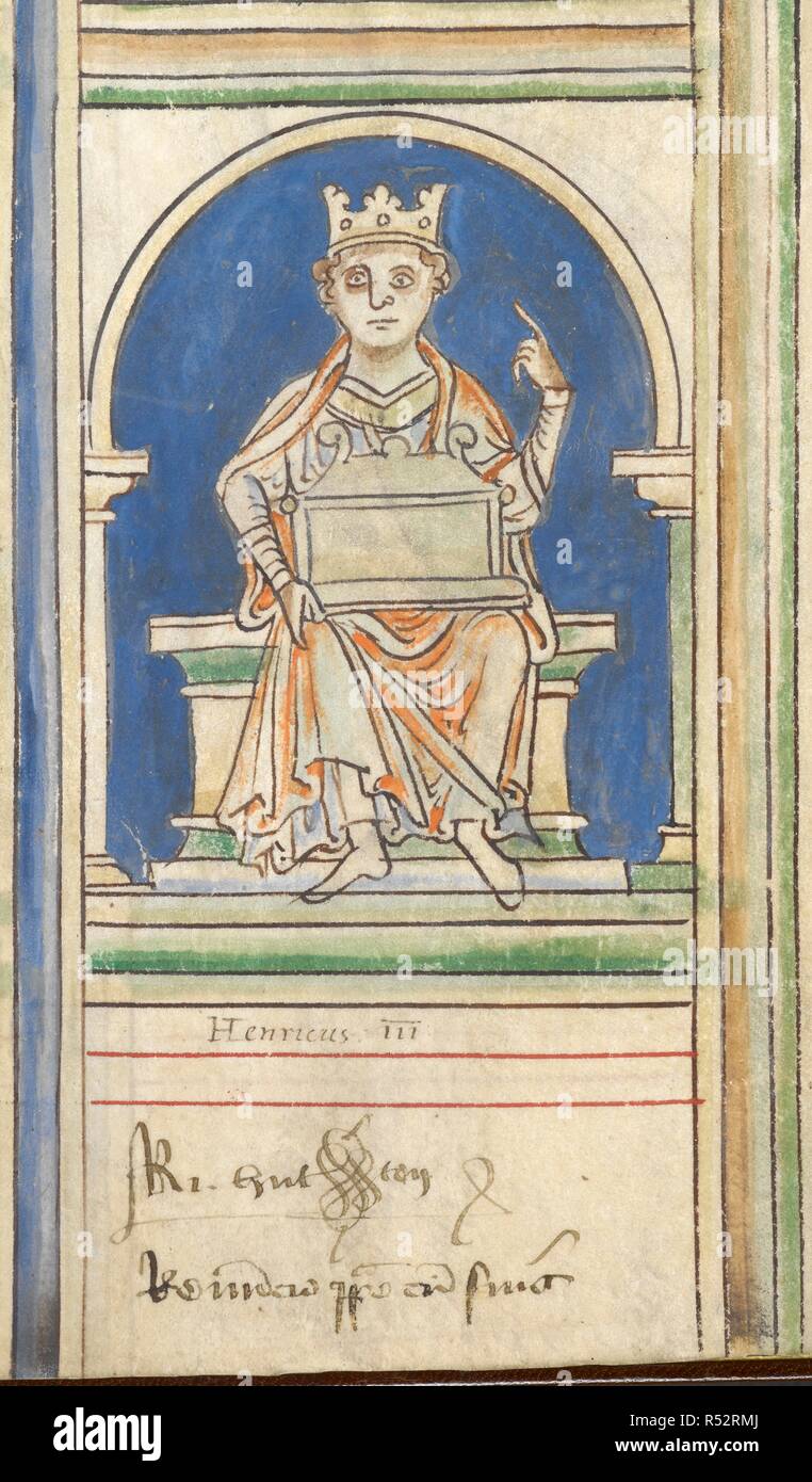 King Henry III, of England. Drawings of the kings of Britain and ...