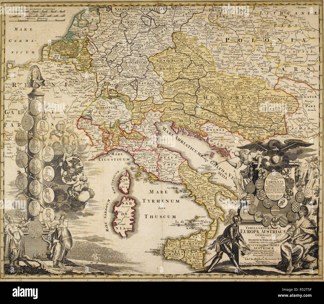 Coloured map of Europe. Tabula Geographica Europae Austriacae Generalis ...