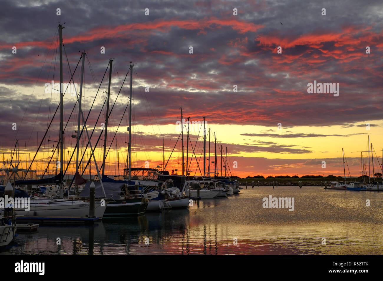 Sunset at Scarborough Marina Stock Photo - Alamy