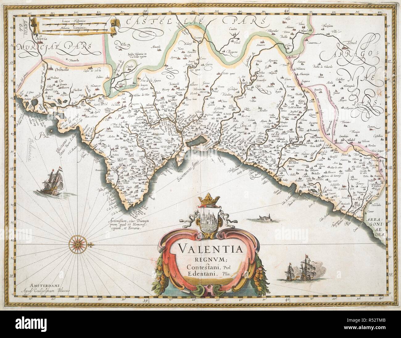 A map of the Kingdom of Valencia. Valentia Regnum. Blaeu. Source: Maps ...