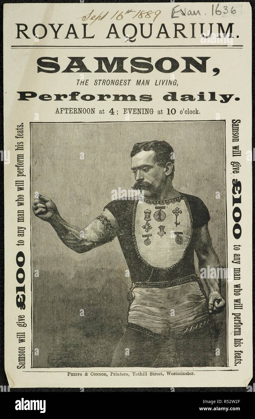Samson the strongest man living, performing at the Royal Aquarium ...