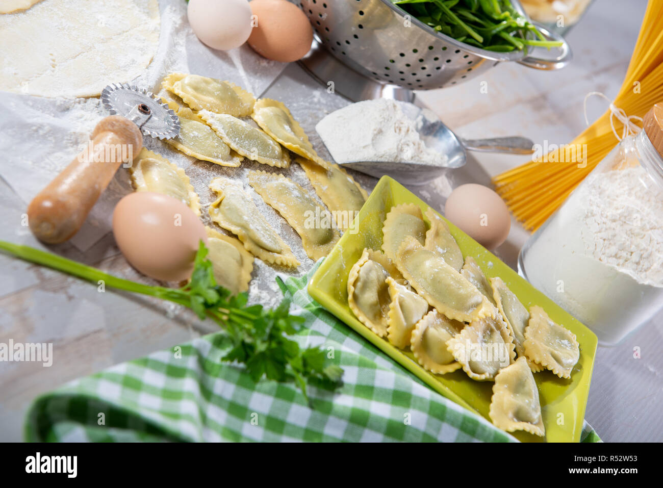 delicious traditional italian ravioli filled with spinach Stock Photo ...