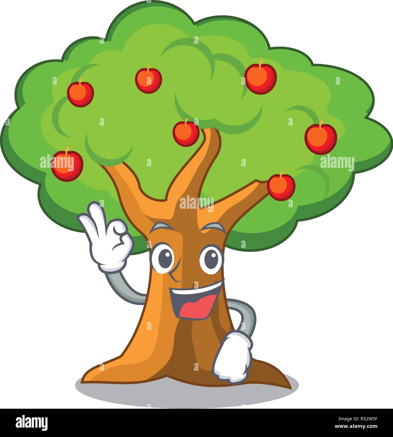 Okay apple tree full of isolated mascot Stock Vector Image & Art - Alamy