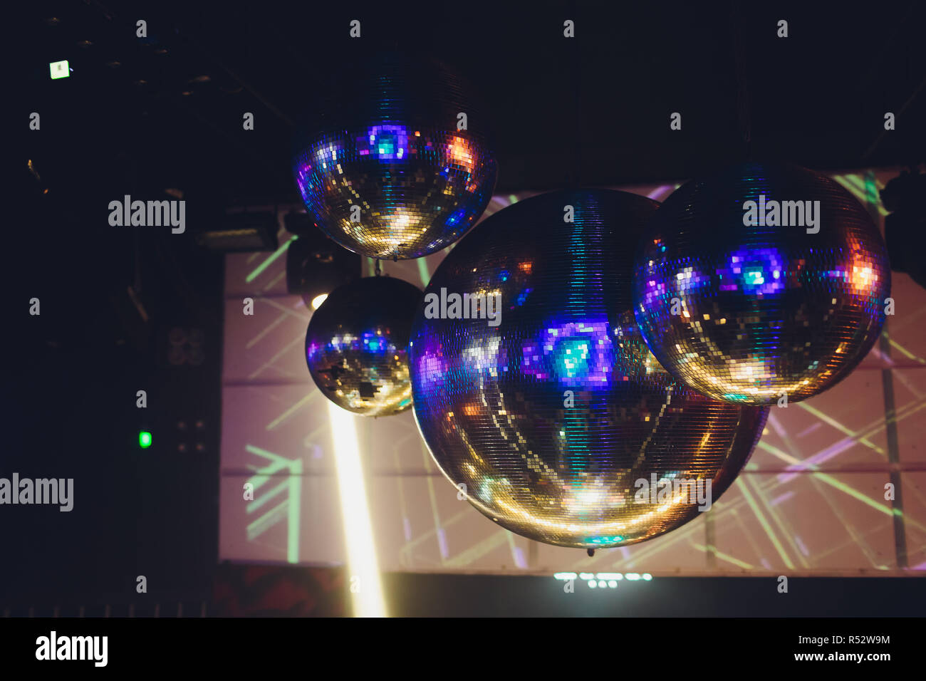 Disco light show, Stage lights with laser Stock Photo - Alamy