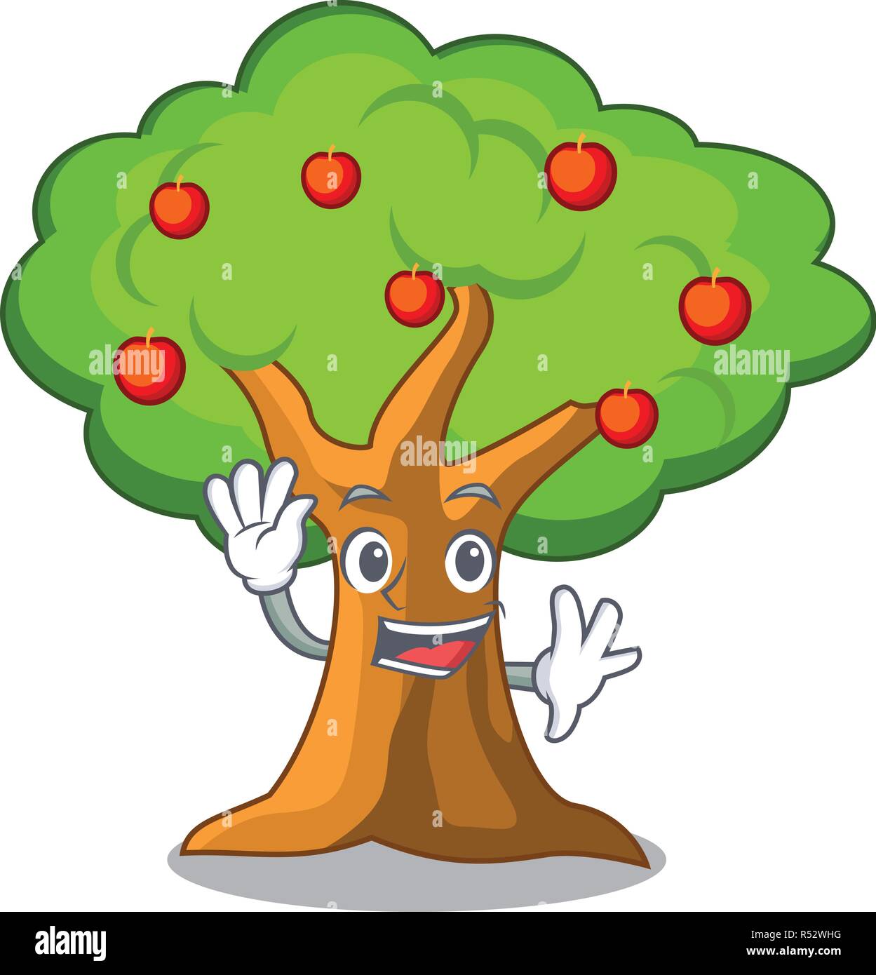 Waving apple tree full of isolated mascot Stock Vector Image & Art - Alamy