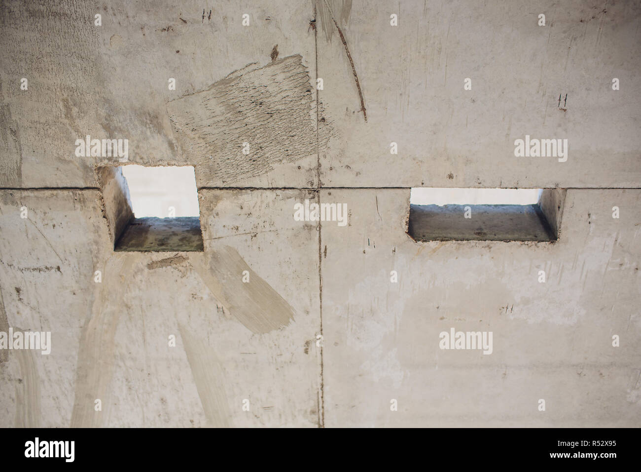 Cement wall with rectangle hole sewerage and electricity wiring Stock ...