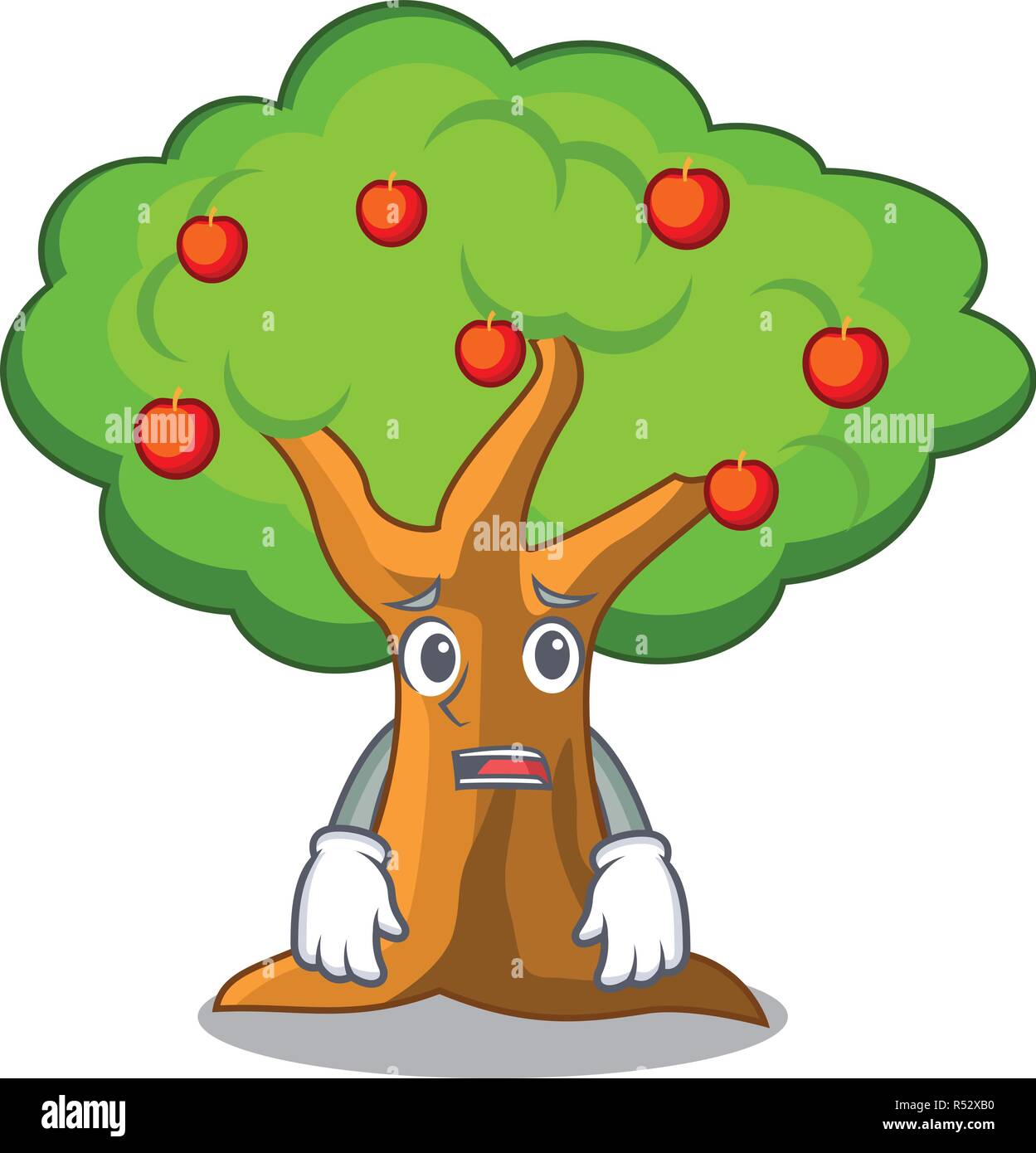 Afraid apples on tree branch the character Stock Vector Image & Art - Alamy