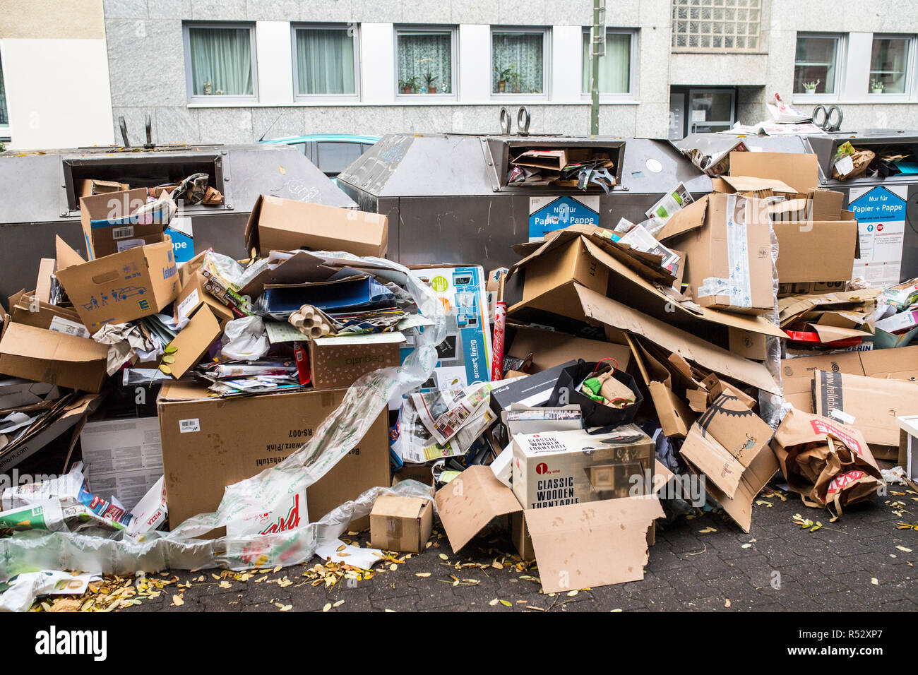 Recycling containers and waste in the german city of Düsseldorf Stock ...