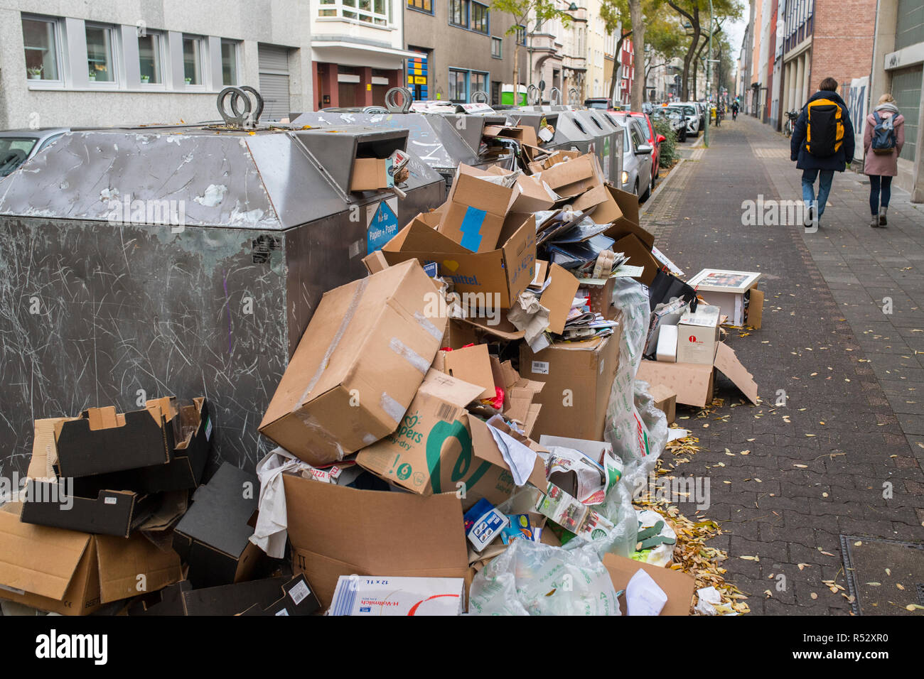 Recycling containers and waste in the german city of Düsseldorf Stock ...