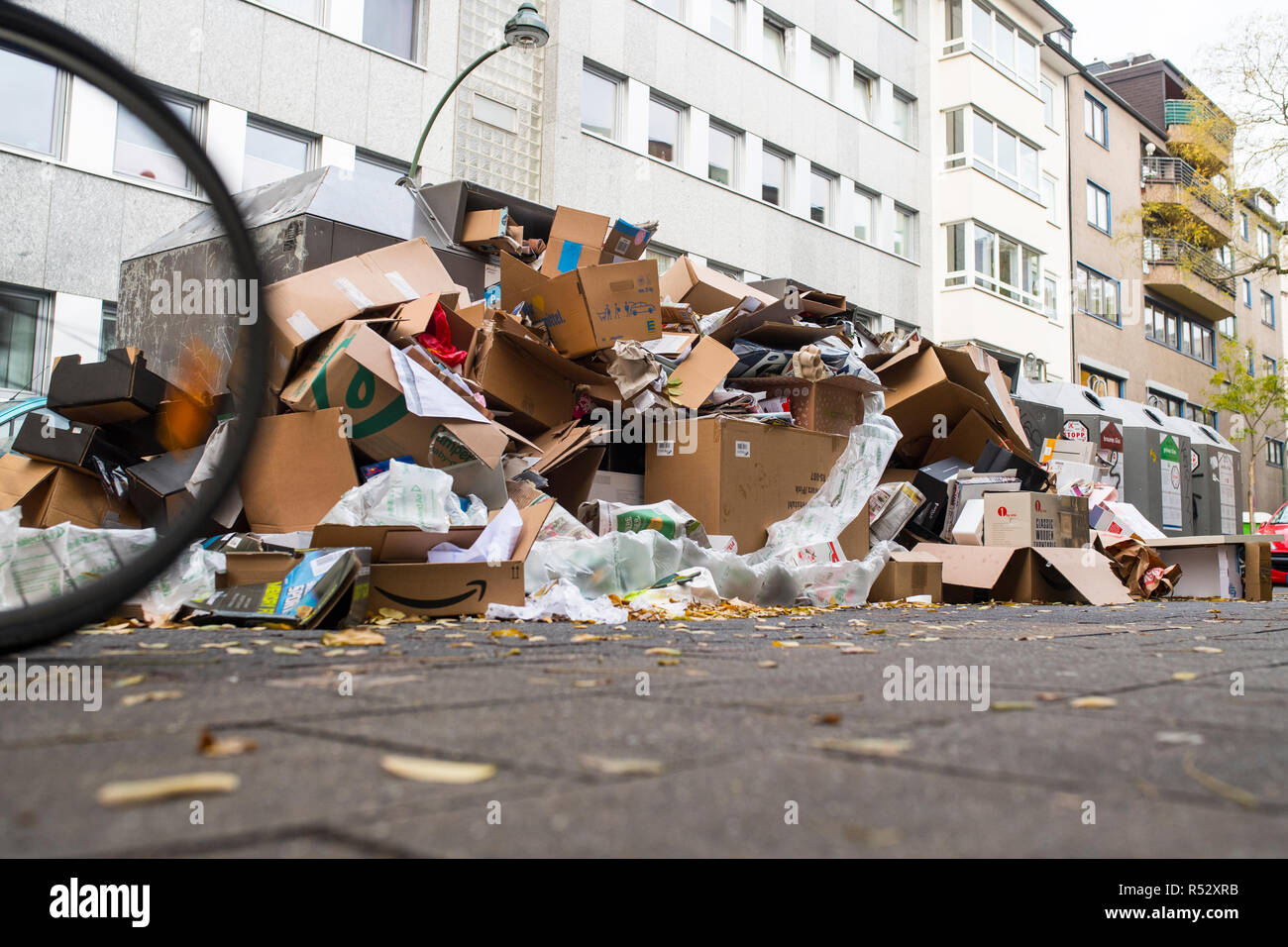 Recycling containers and waste in the german city of Düsseldorf Stock ...