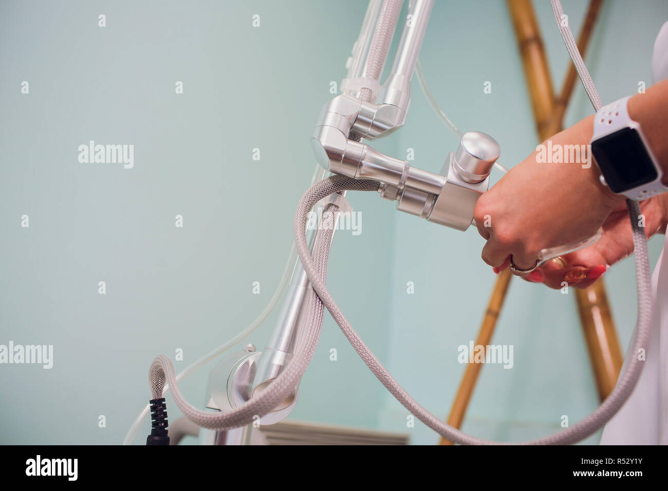 Skin Treatment Equipment.. Closeup Beautician Using Beauty Machine In ...