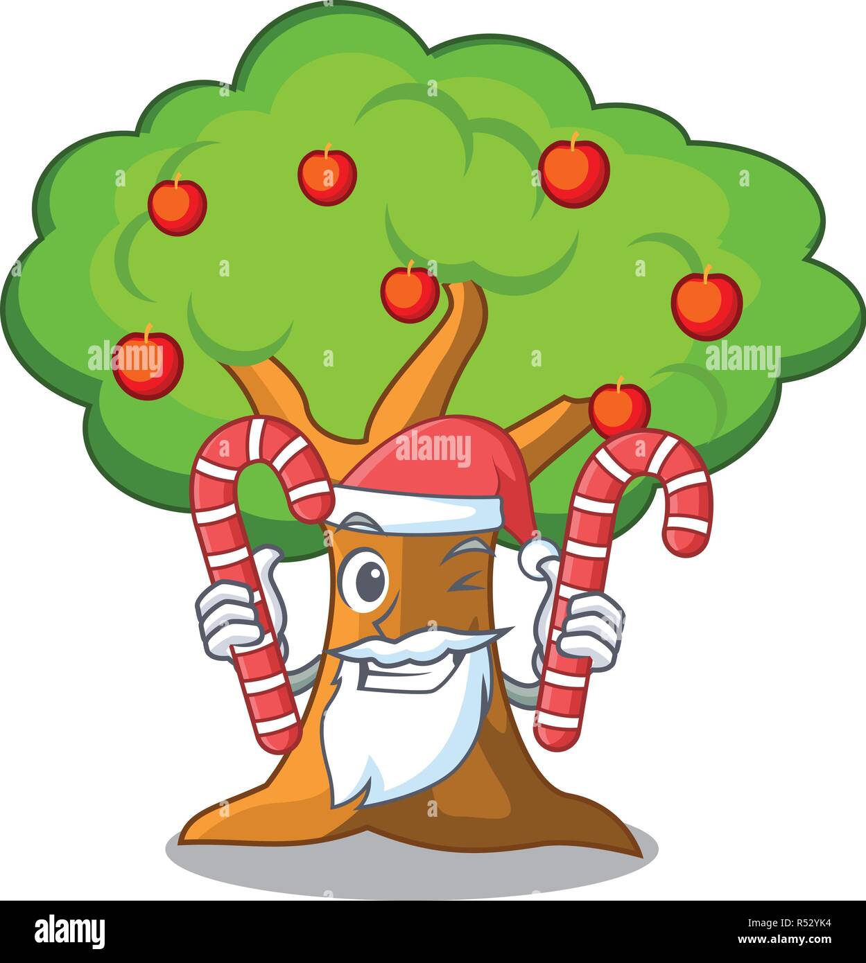 Santa with candy apple tree in agriculture the cartoon Stock Vector ...