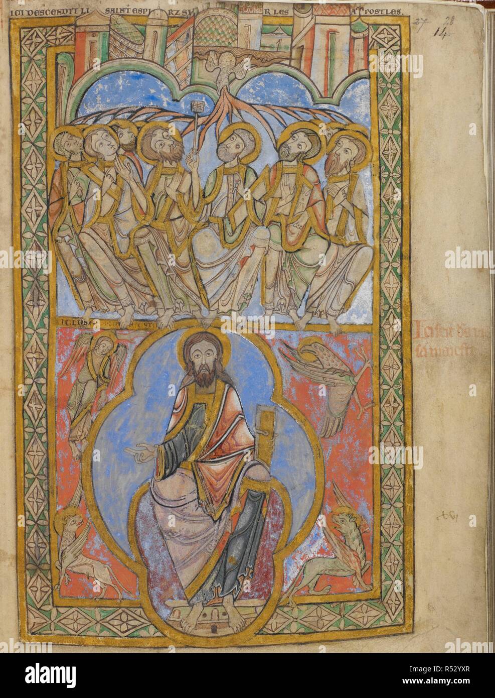 Pentecost; Christ in Majesty. â€˜Winchester Psalterâ€™ or â€˜Psalter of ...