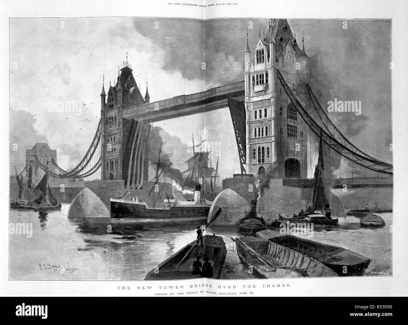 'The new Tower Bridge over the Thames'. Opened by the Prince of Wales ...