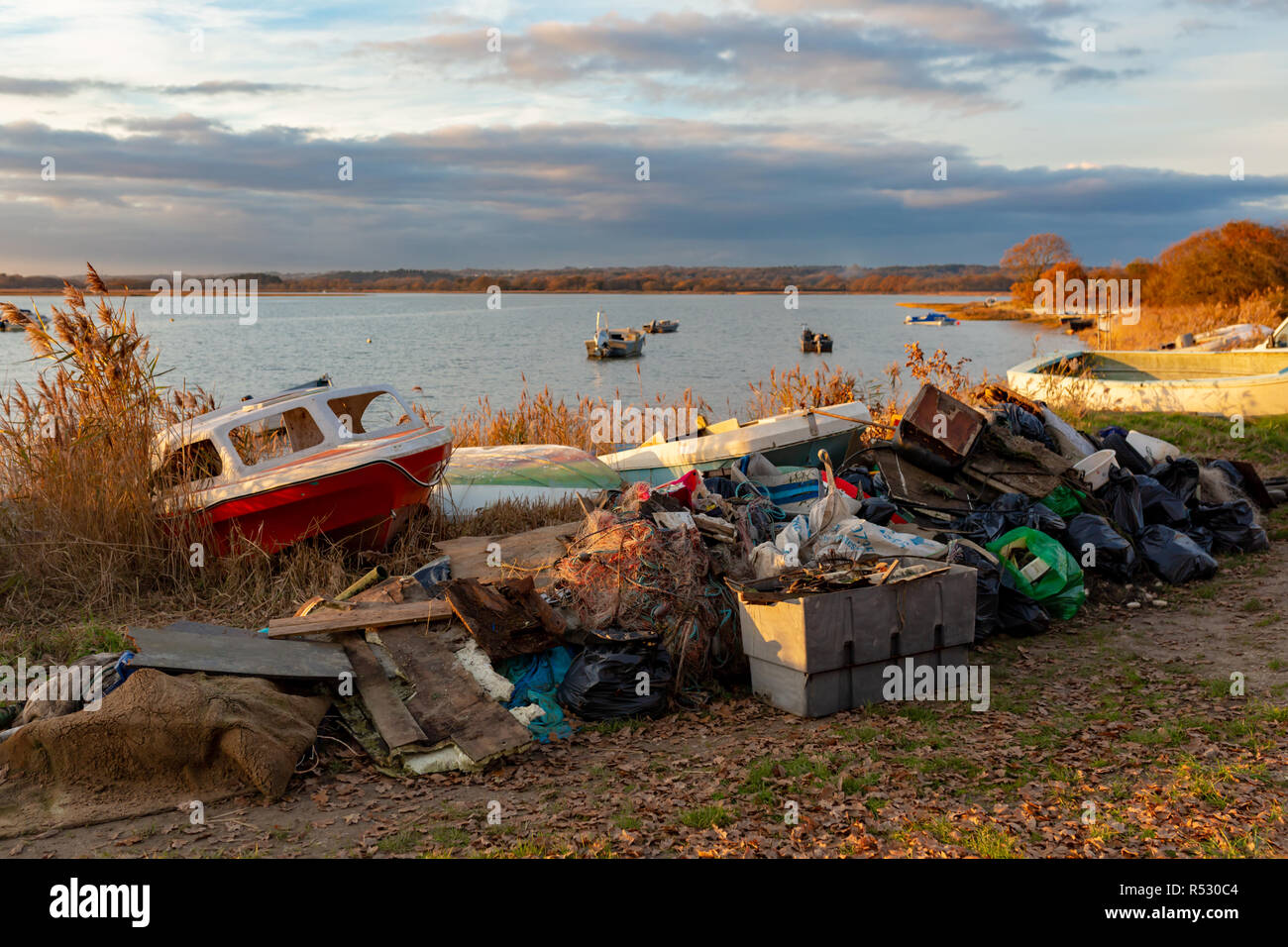 Landscape photograph of large pile of collected litter and waste ...