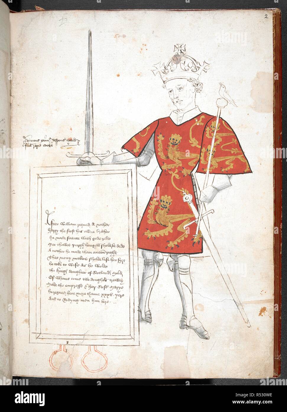 Coloured drawing of an English king in armour and tabard (Henry I ...