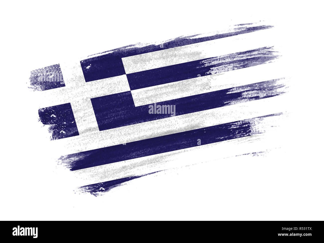 brush painted flag Greece. Hand drawn style flag of Greece Stock Photo ...