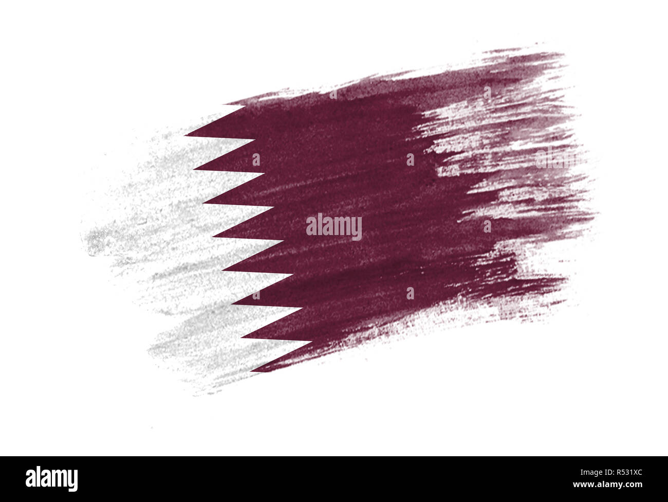brush painted flag Qatar. Hand drawn style flag of Qatar Stock Photo ...
