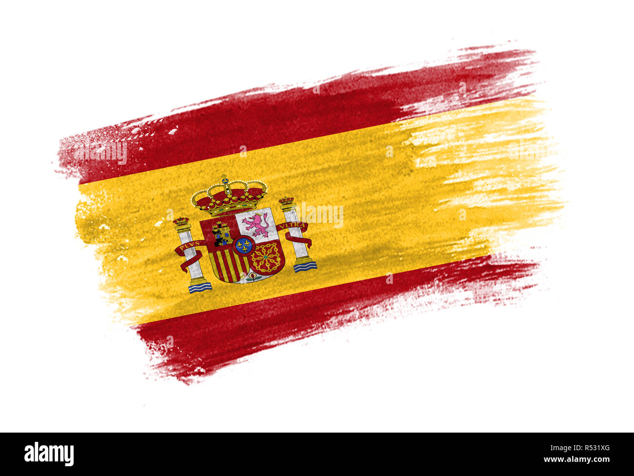 brush painted flag Spain. Hand drawn style flag of Spain Stock Photo ...