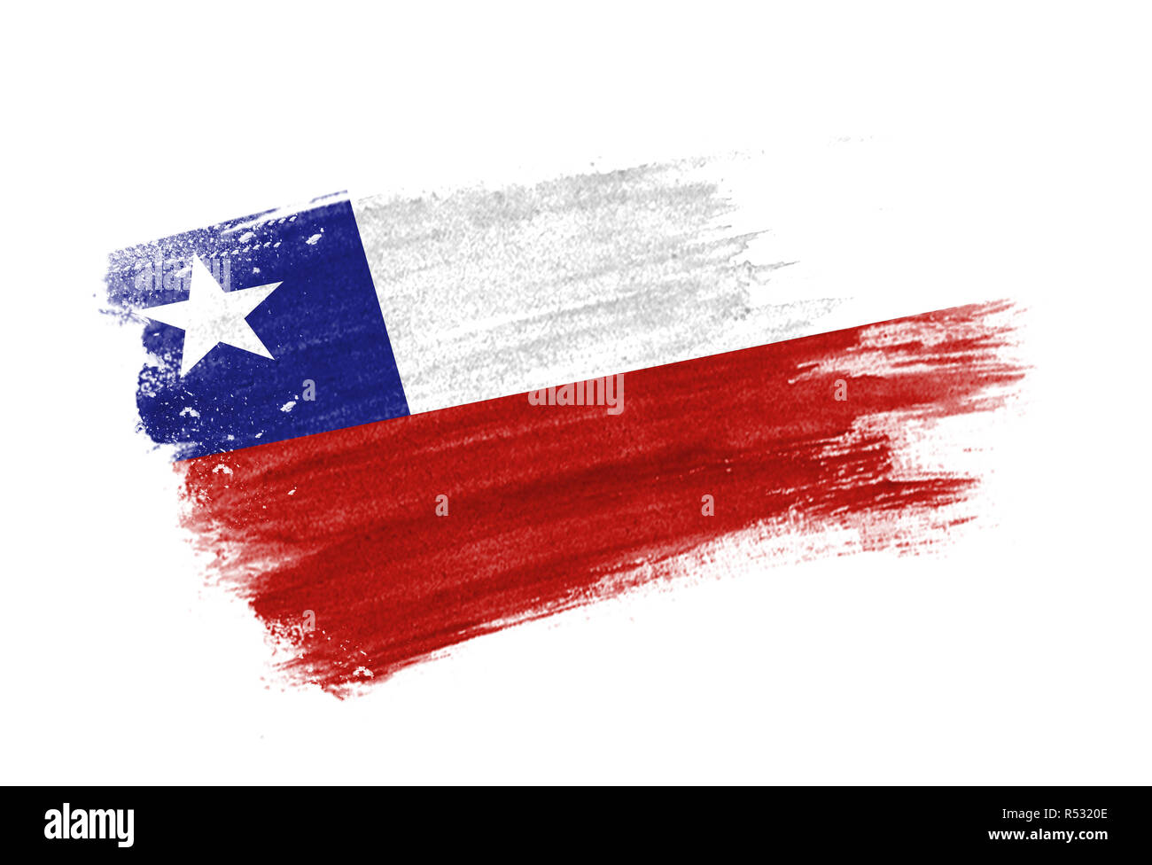 brush painted flag Chile. Hand drawn style flag of Chile Stock Photo ...