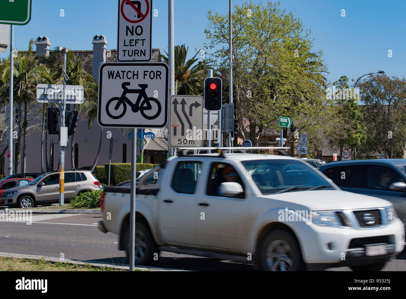 A concentration of road signs at a busy intersection in Paddington ...