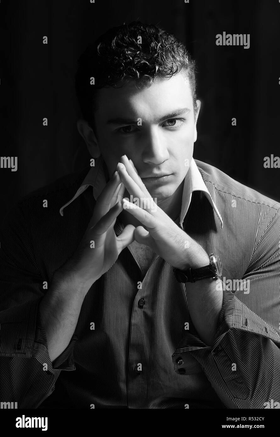 Handsome male body shirt Black and White Stock Photos & Images - Alamy