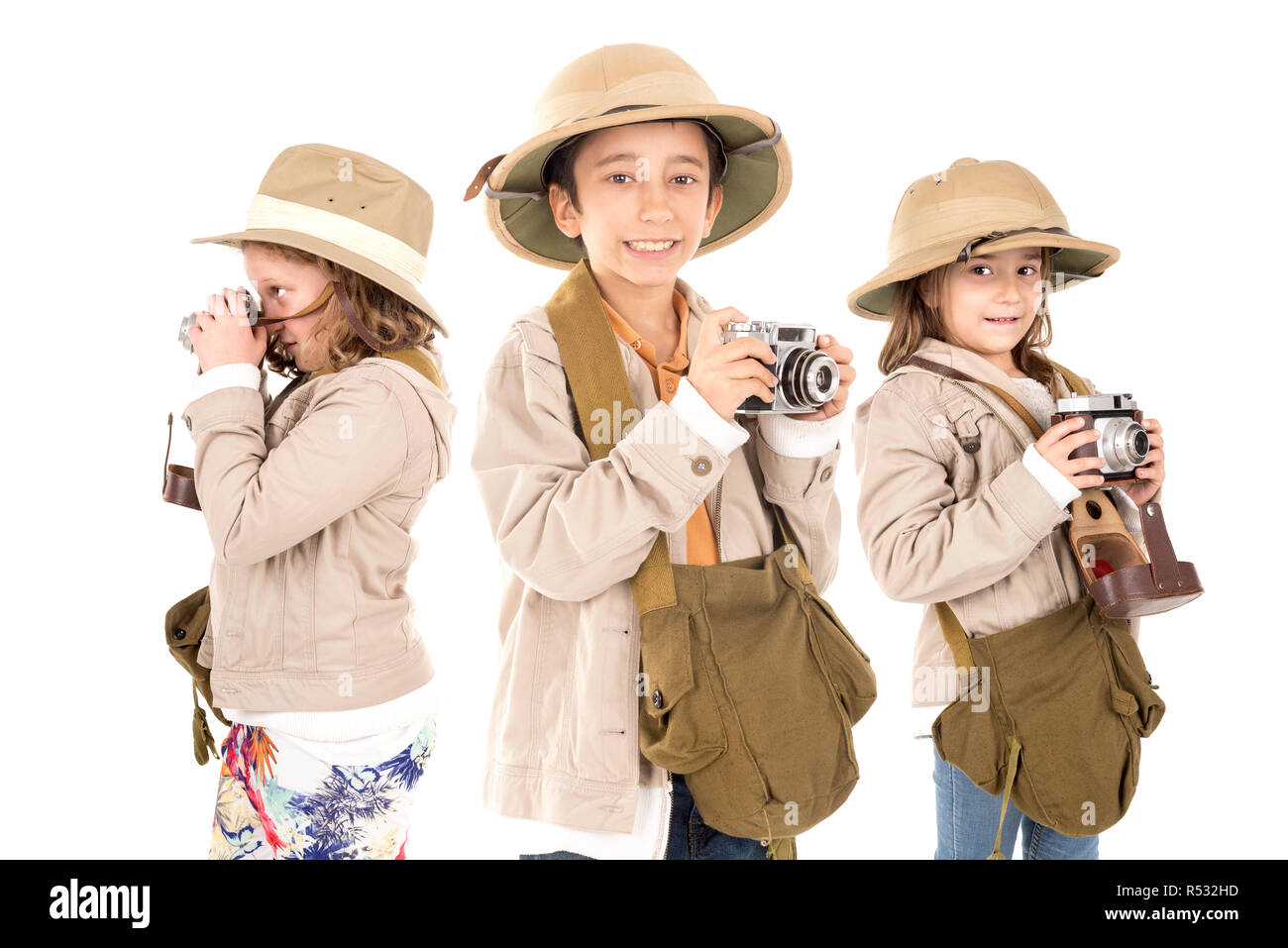 Kids in safari clothes Stock Photo - Alamy