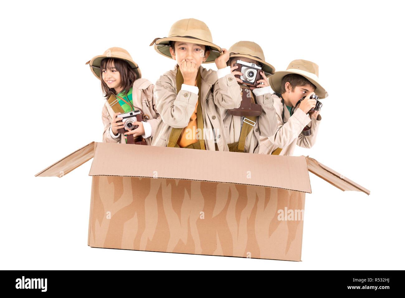 Kids in a game drive Stock Photo - Alamy