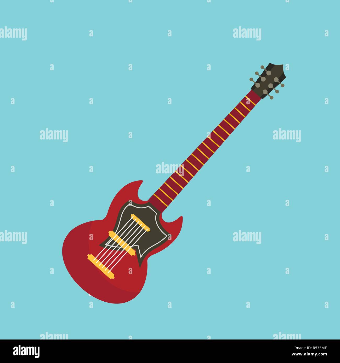 Electric guitar icon. Flat illustration of electric guitar vector icon ...