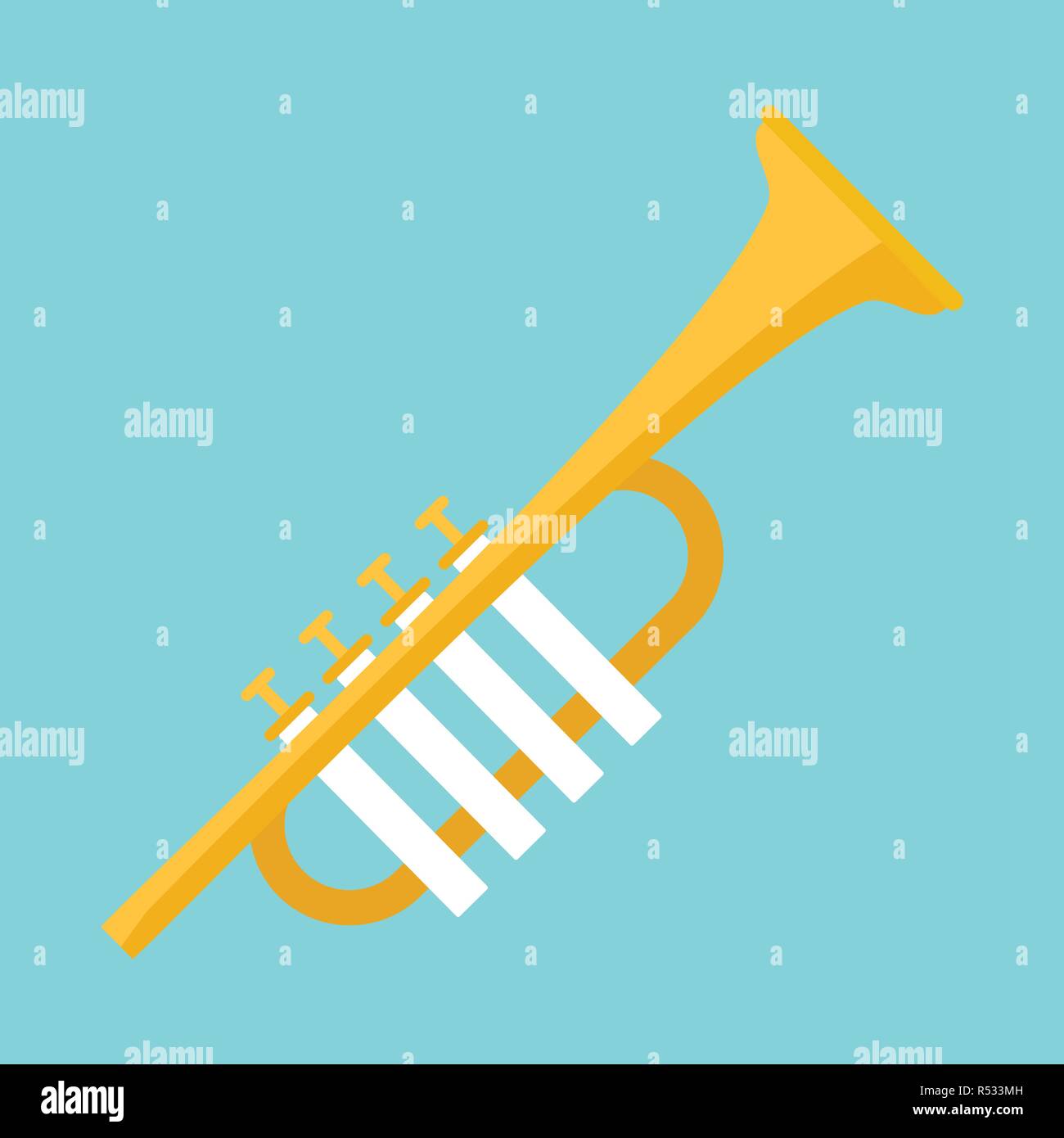 Gold trumpet icon. Flat illustration of gold trumpet vector icon for ...