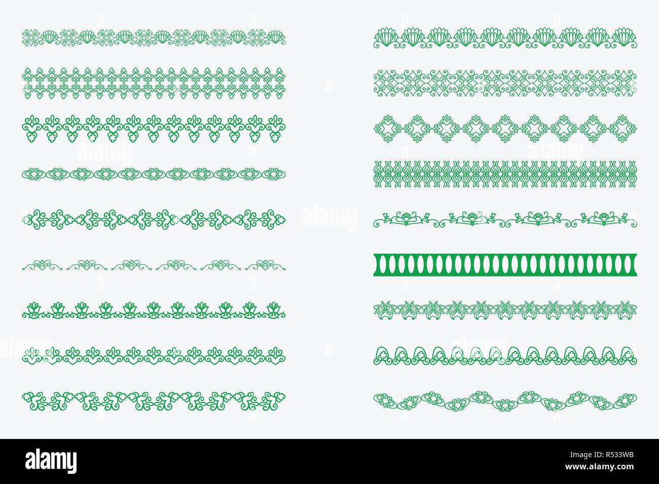 Set of horizontal isolated Green lace borders for design Stock Vector ...