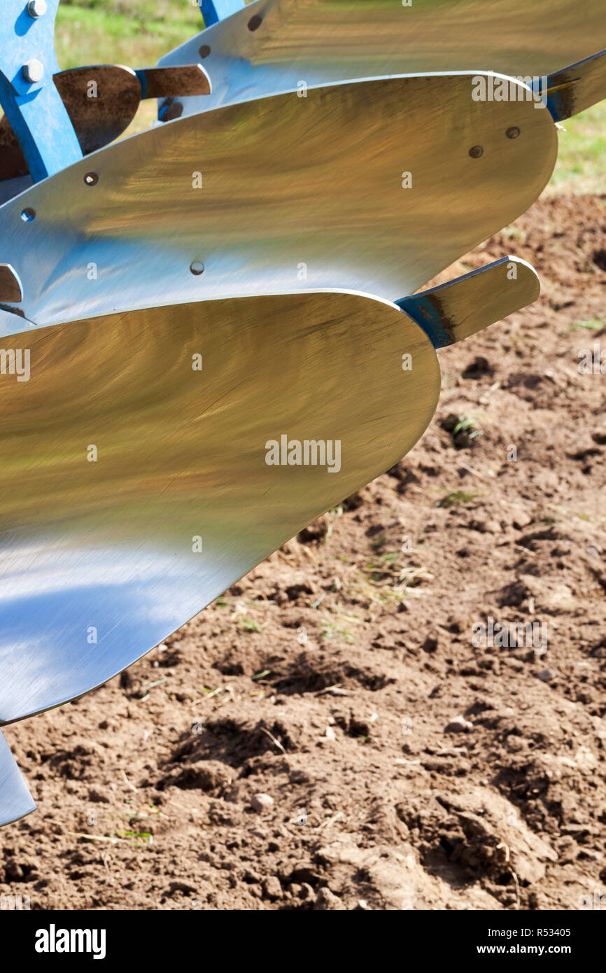 steel plow for plowing the field before sowing agricultural vegetation ...