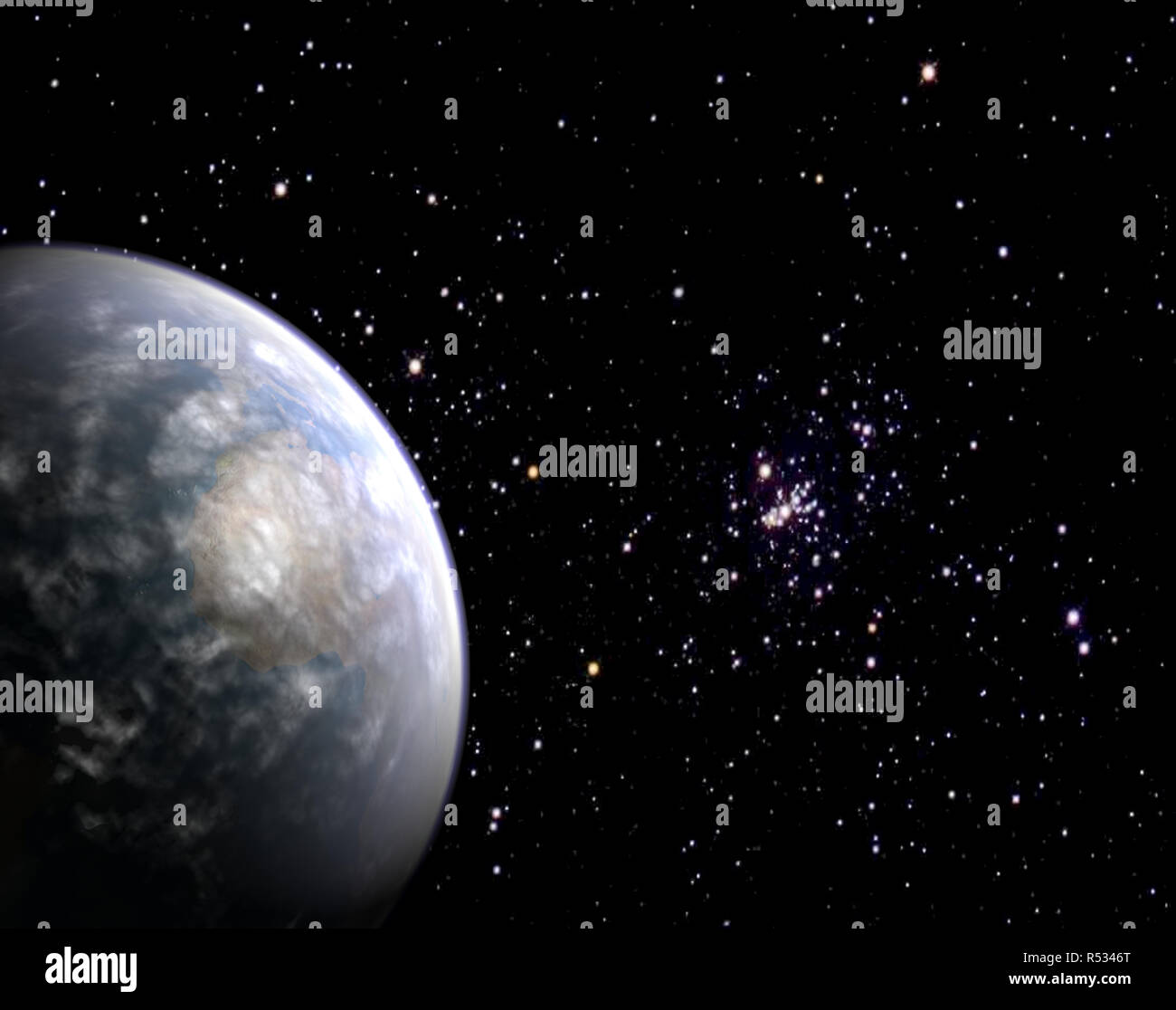 space with earth and stars Stock Photo - Alamy