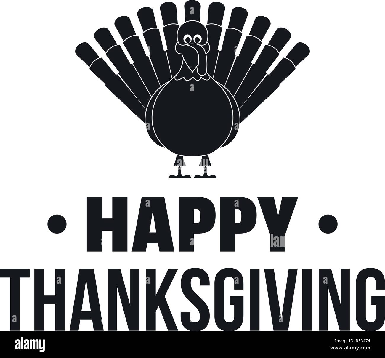Turkey happy thanksgiving logo. Simple illustration of turkey happy ...