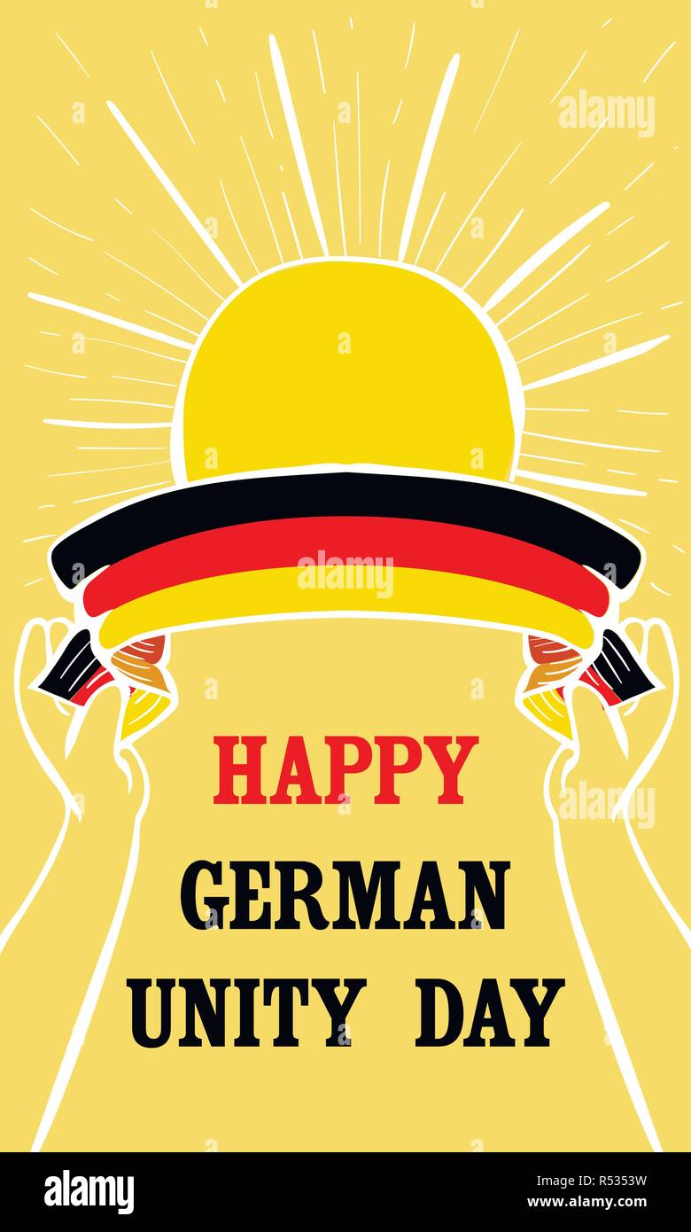Happy german unity day vertical banner. Hand drawn illustration of ...