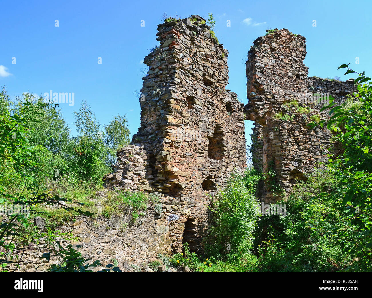 Old ruined wall of a fortress in Transylvania Romania Stock Photo - Alamy