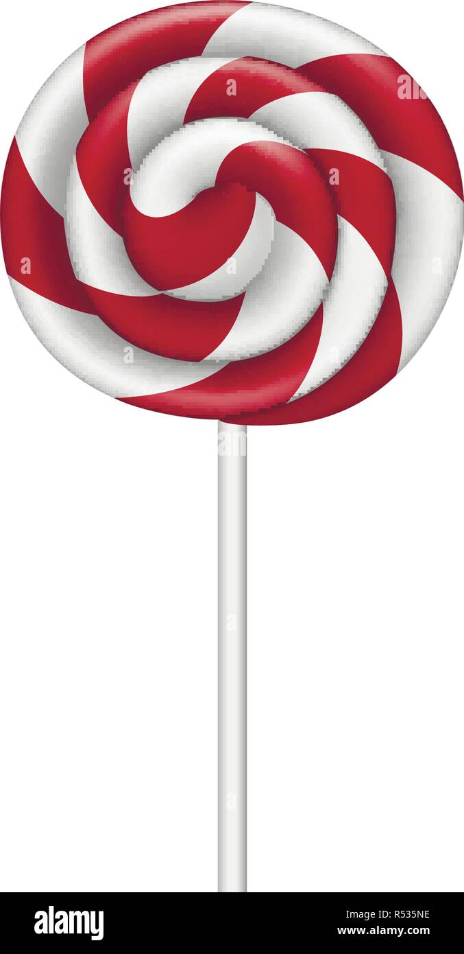 Red white lollipop icon. Realistic illustration of red white lollipop ...