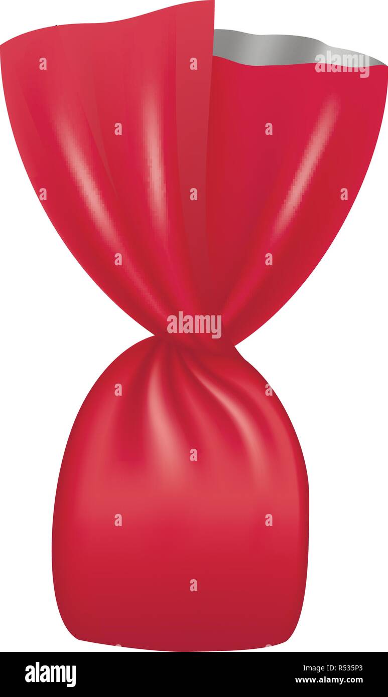Red chocolate bonbon icon. Realistic illustration of red chocolate ...