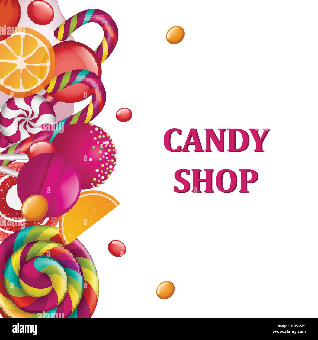 Candy shop concept banner. Realistic illustration of candy shop vector ...